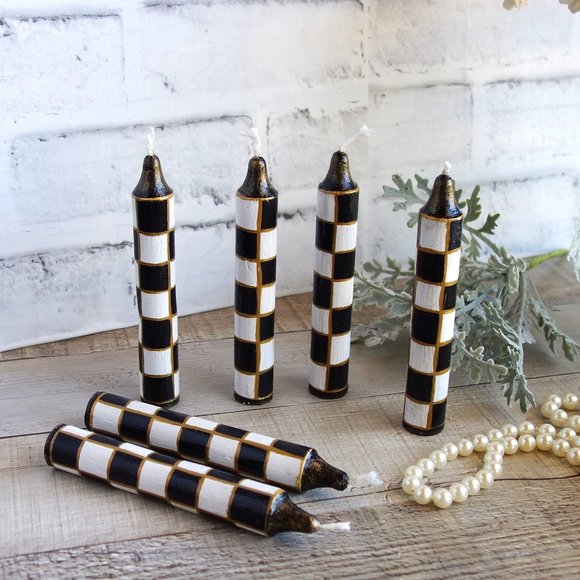 The Crafty Hobbit | Accents | Black And White Check Candle Set2 ...